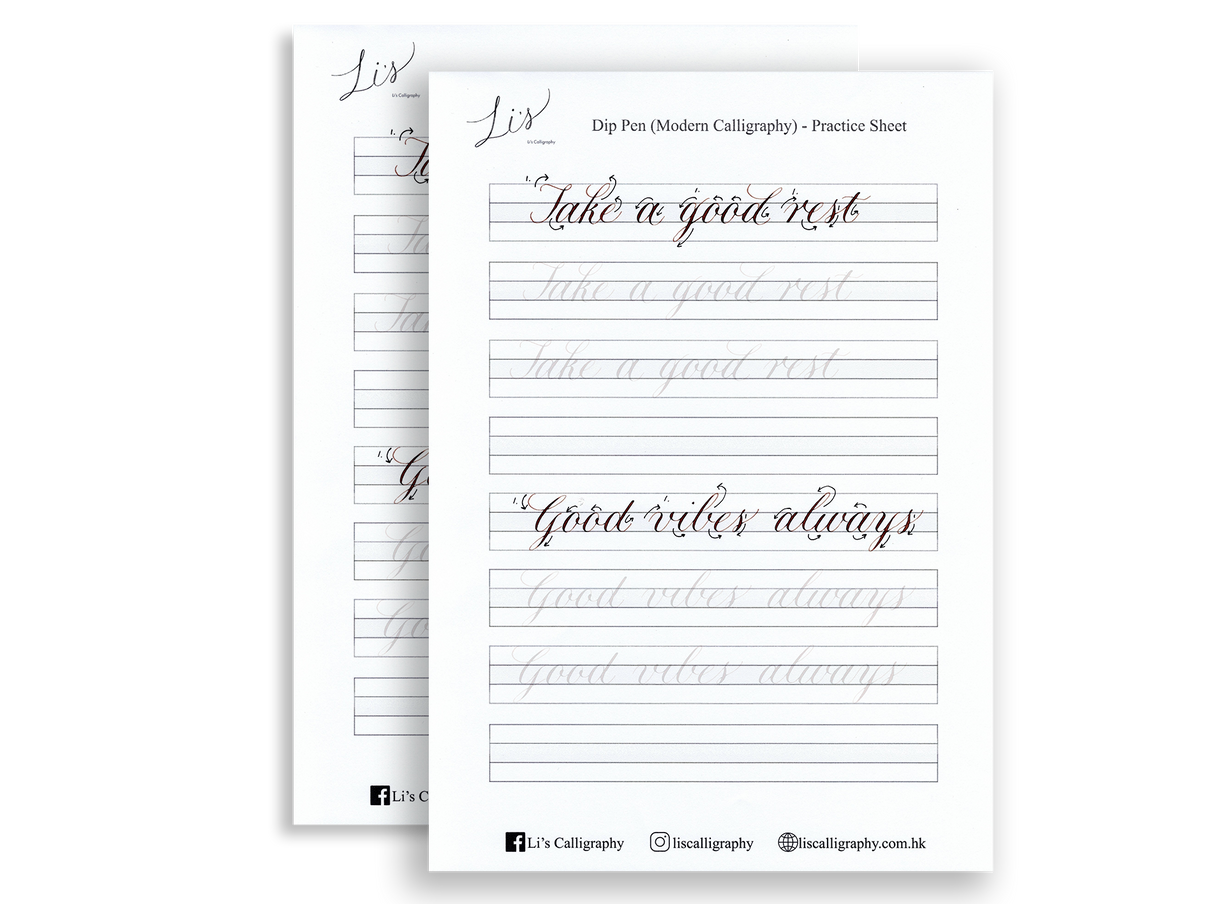 FREE PDF Practice Sheet- Dip Pen (1) – Li's Calligraphy